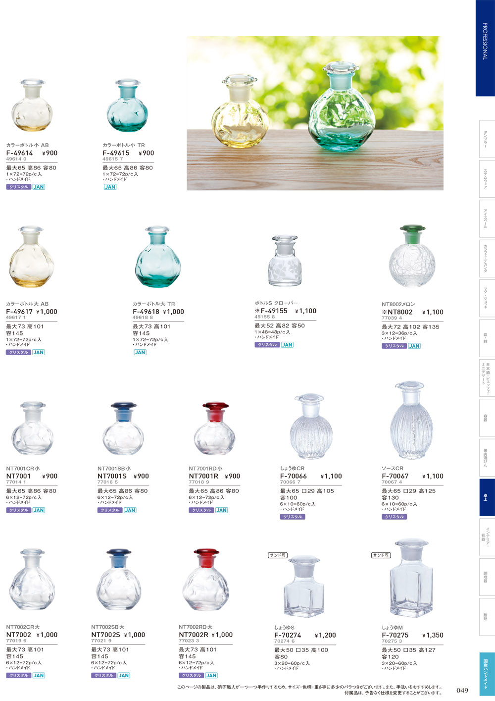 ADERIA Glassware Catalogue 2020 P.49 | 食器カタログ.com